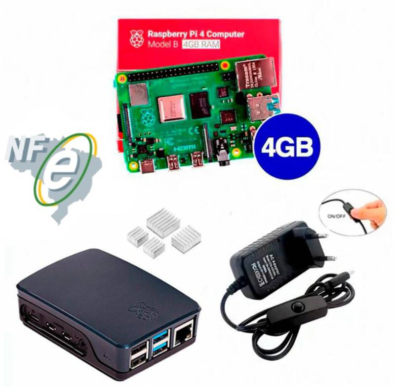 Kit Raspberry Pi 4 4GB c/ Case Oficial, Fonte e Dissipadores – NextPi ...