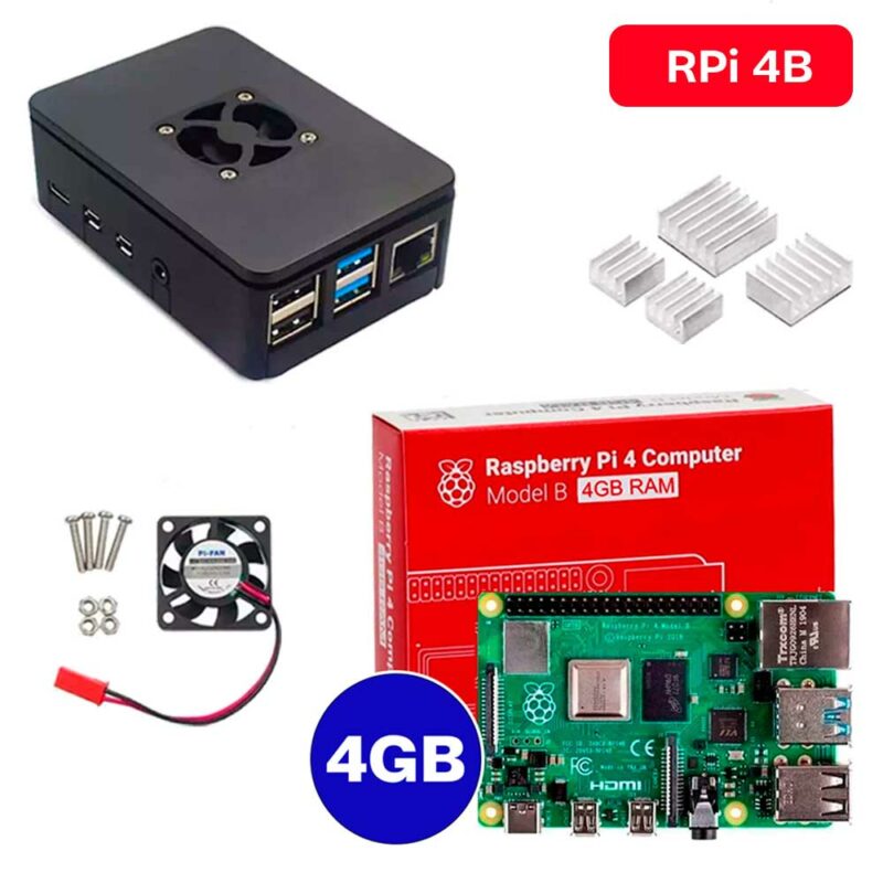 Raspberry Pi 4 4GB + Case + Cooler + Dissipadores – NextPi Raspberry ...